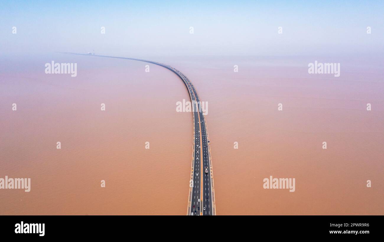 NINGBO, CHINA - MAY 1, 2023 - An aerial photo shows the Hangzhou Bay ...