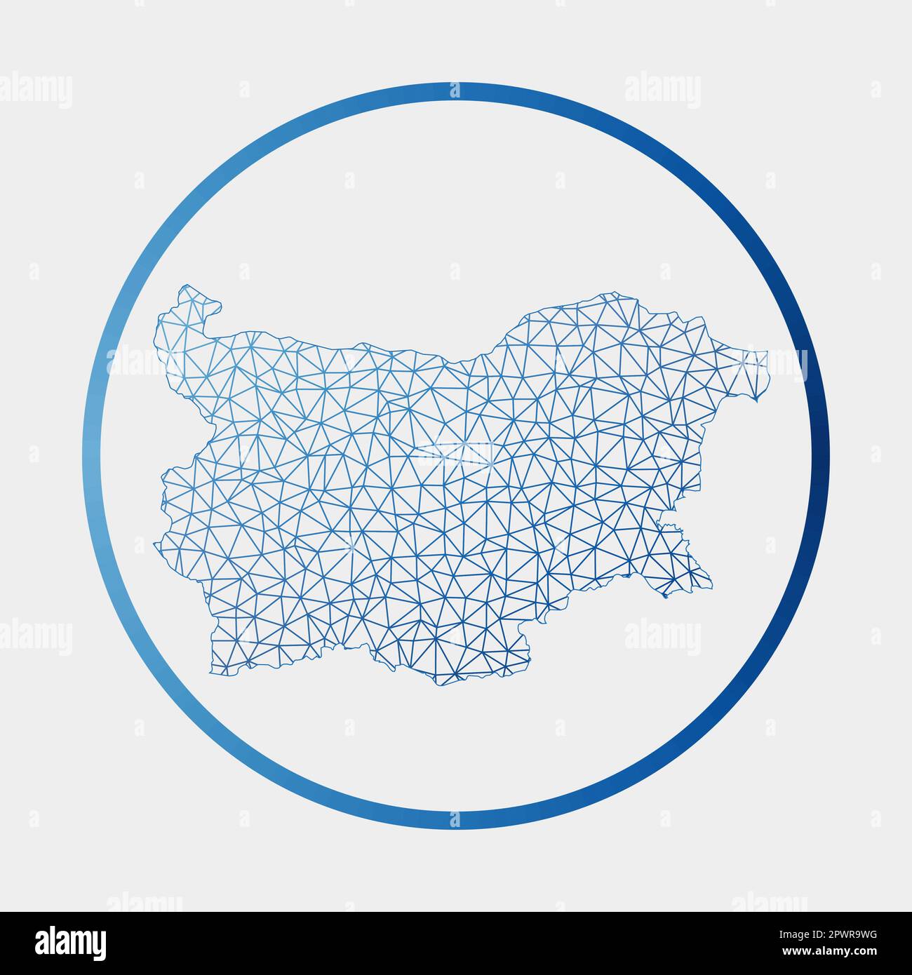 Bulgaria icon. Network map of the country. Round Bulgaria sign with ...