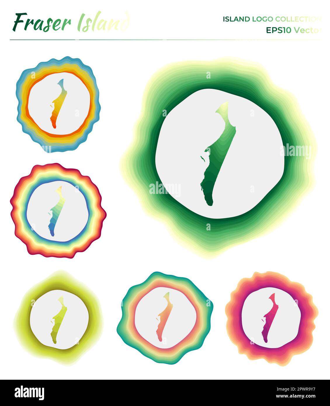 Fraser Island logo collection. Colorful badge of the island. Layers ...