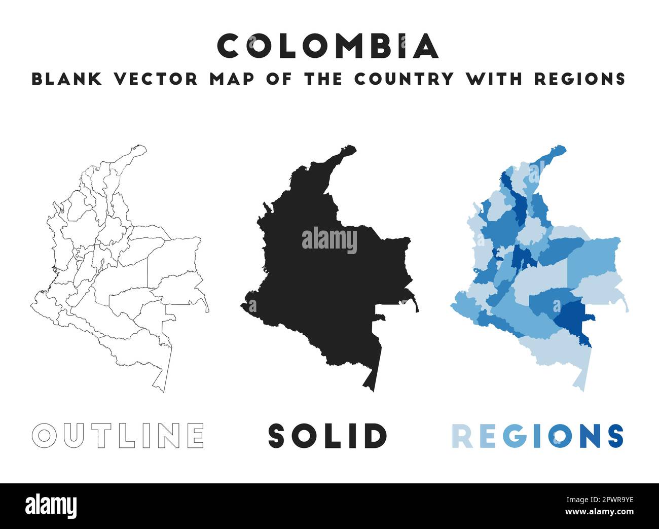 Colombia map. Borders of Colombia for your infographic. Vector country shape. Vector ...