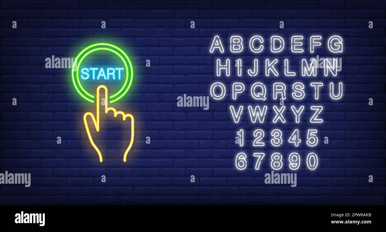 Pressing start button neon sign Stock Vector Image & Art - Alamy