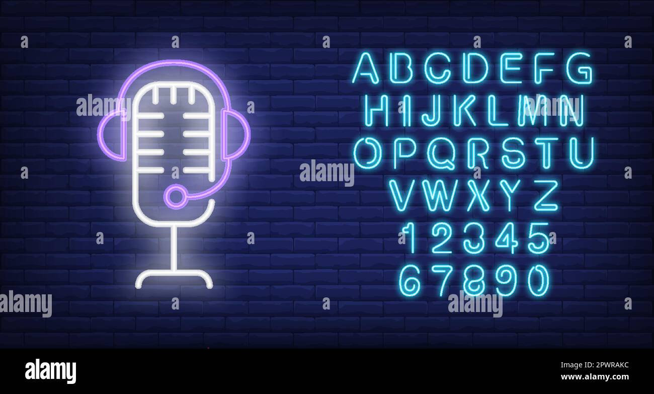 Music studio equipment glowing Stock Vector Images - Alamy