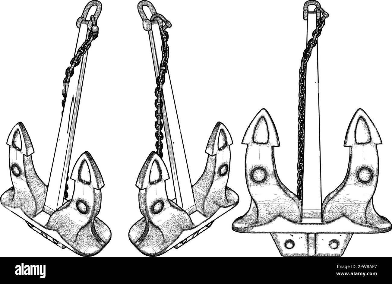 Antique Anchor Vector. Illustration Isolated On White Background. A ...