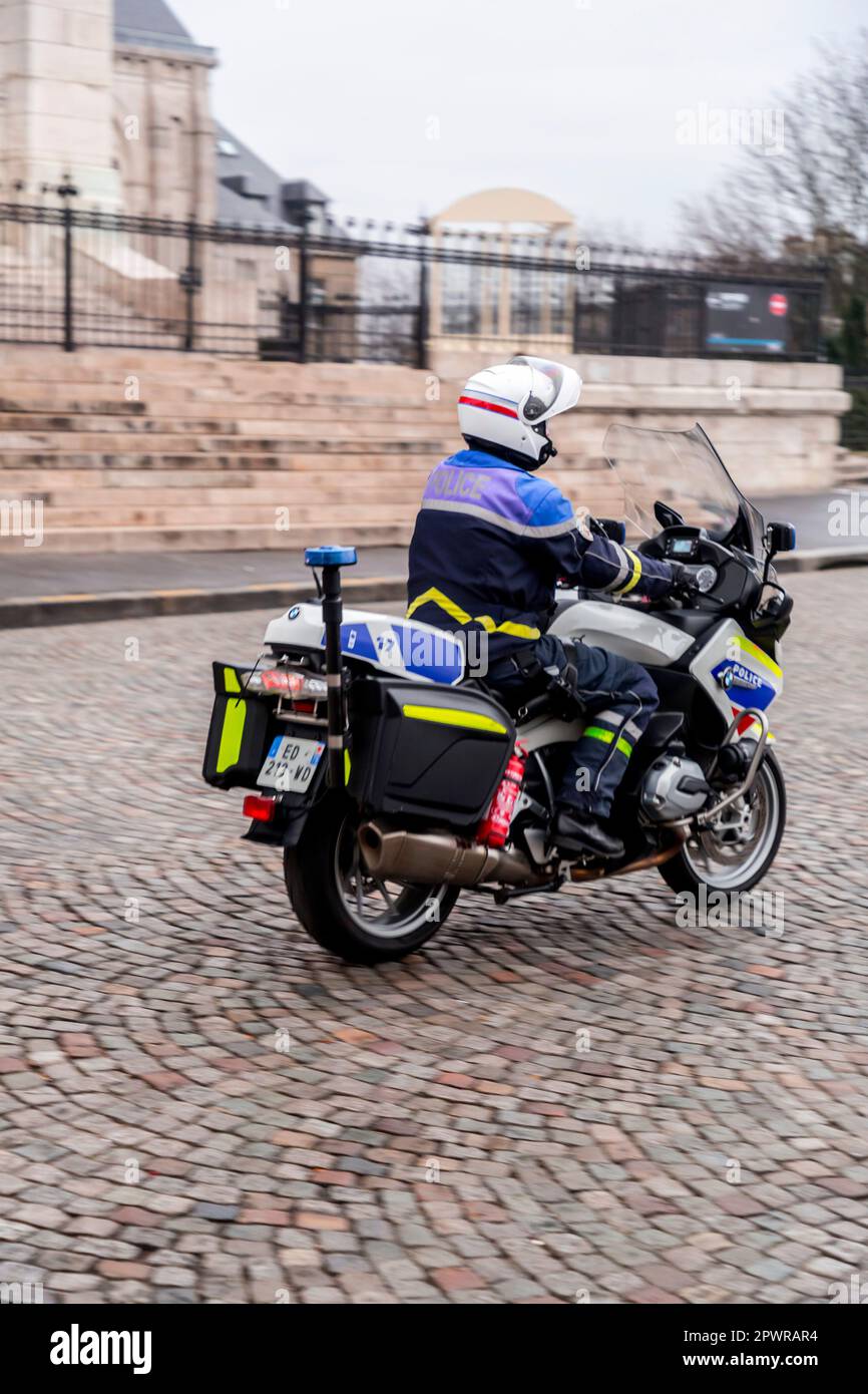 Paris, France - January 19, 2022: Unidentified French police officer ...