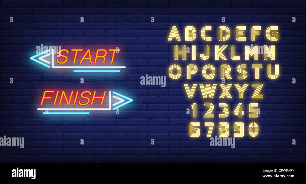 Start and finish neon sign Stock Vector Image & Art - Alamy