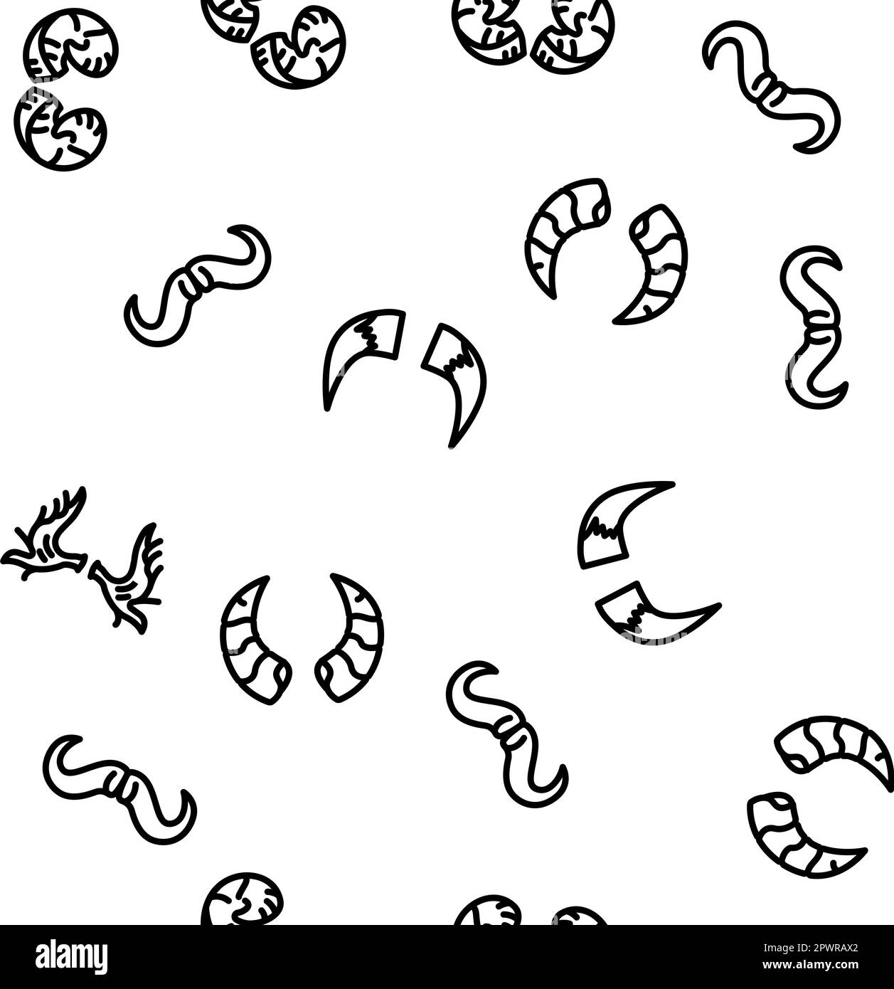 horn animal head wild vector seamless pattern thin line illustration ...