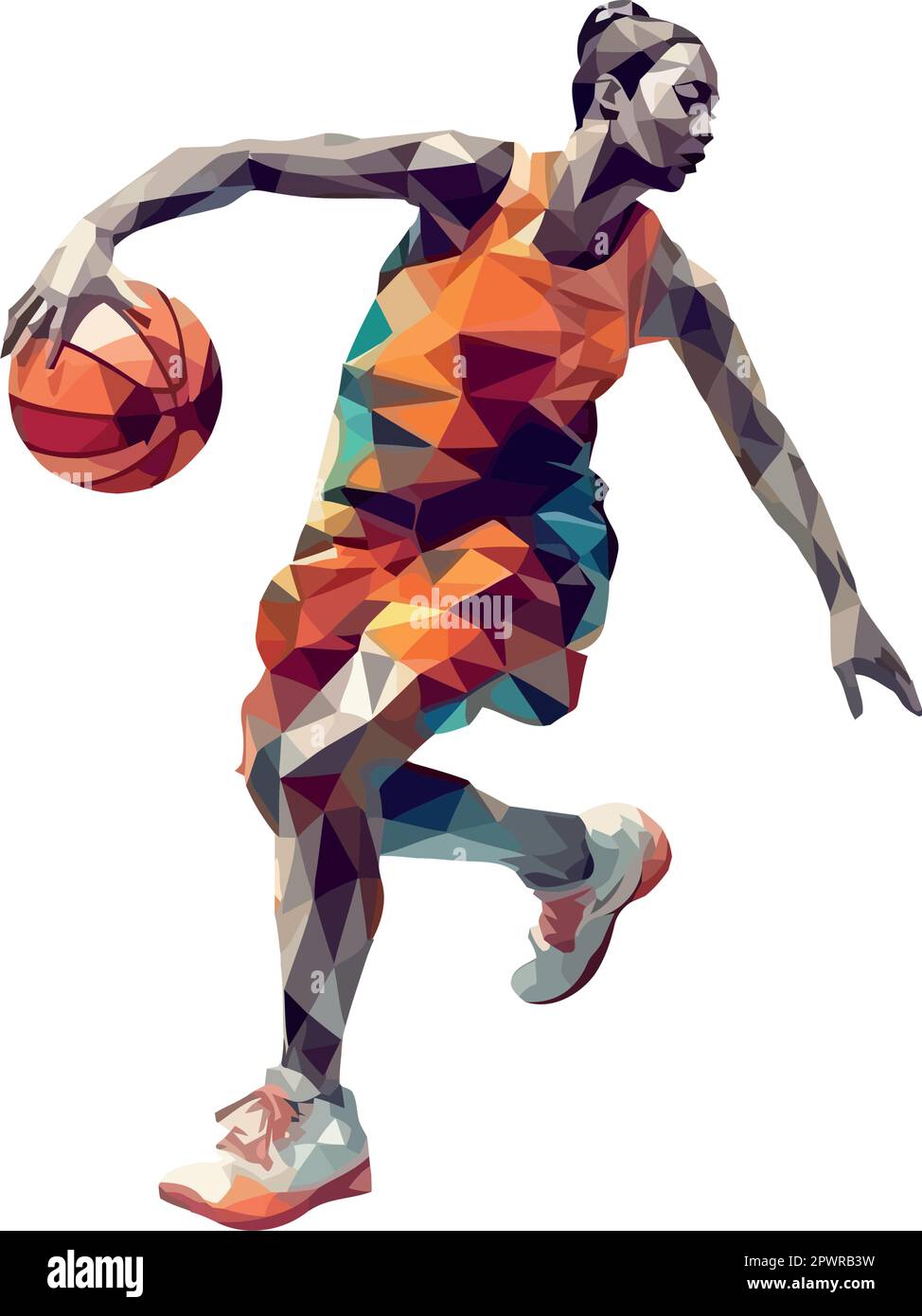 Female basketball player isolated jump Stock Vector Images - Alamy