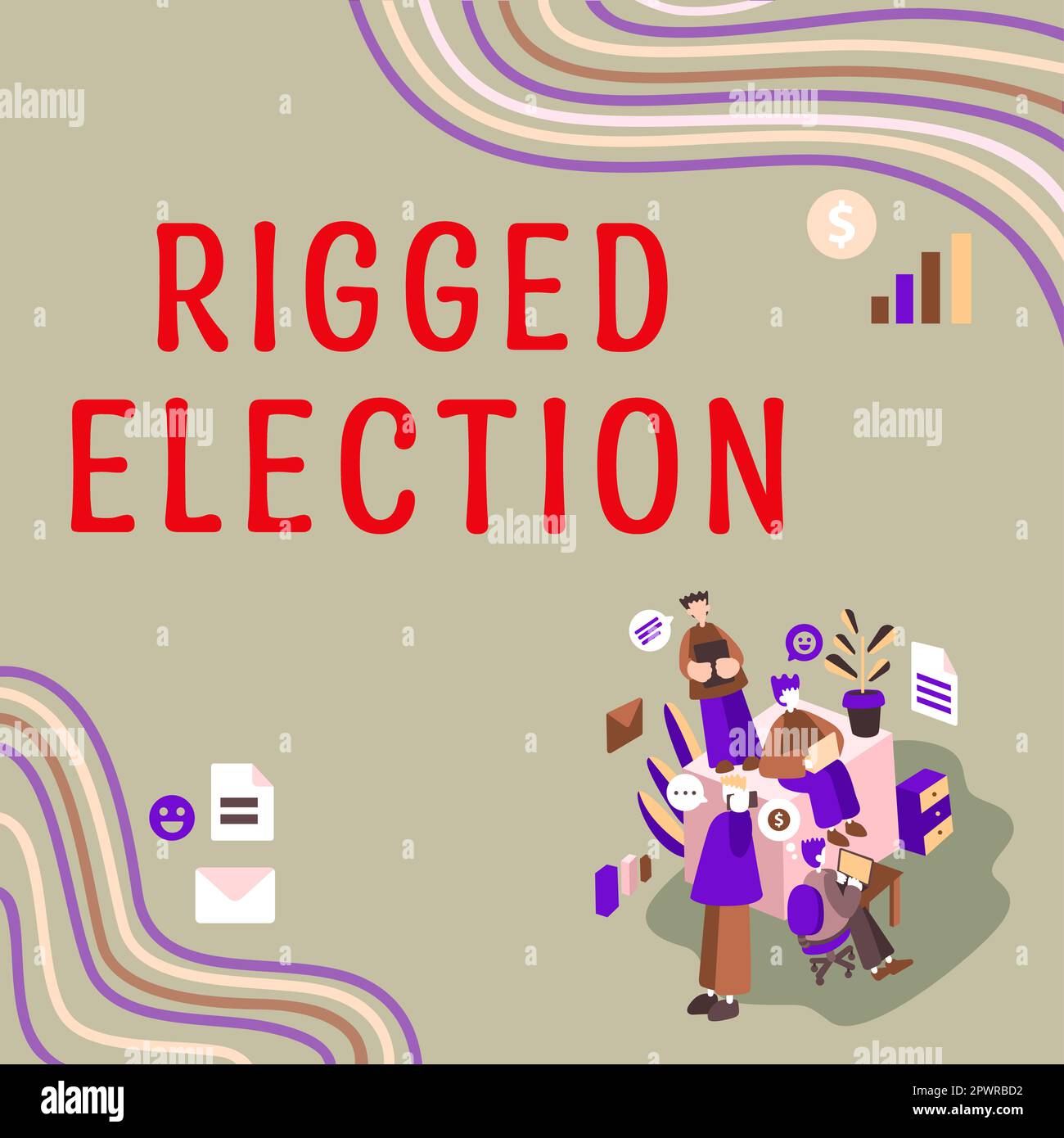 Sign displaying Rigged Election, Concept meaning Manage drilling ...