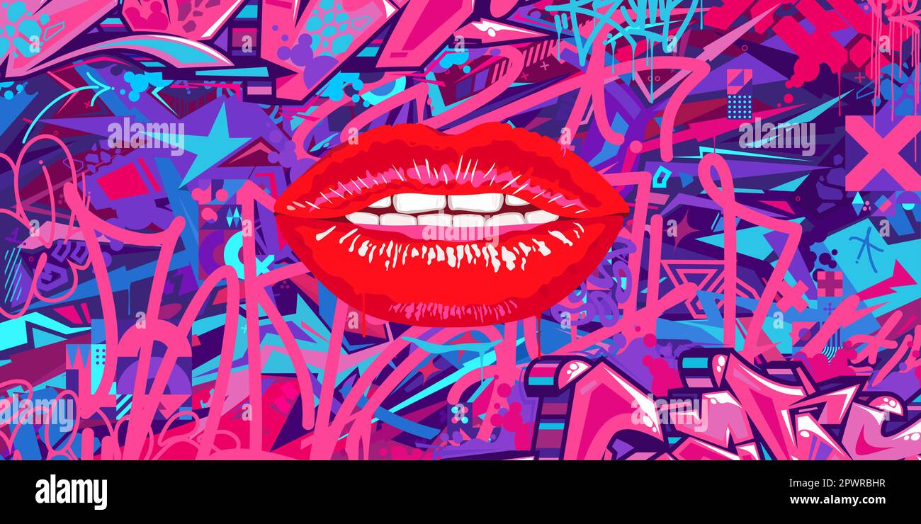 Abstract Urban Colorful Futuristic Street Art Graffiti Style Background ...