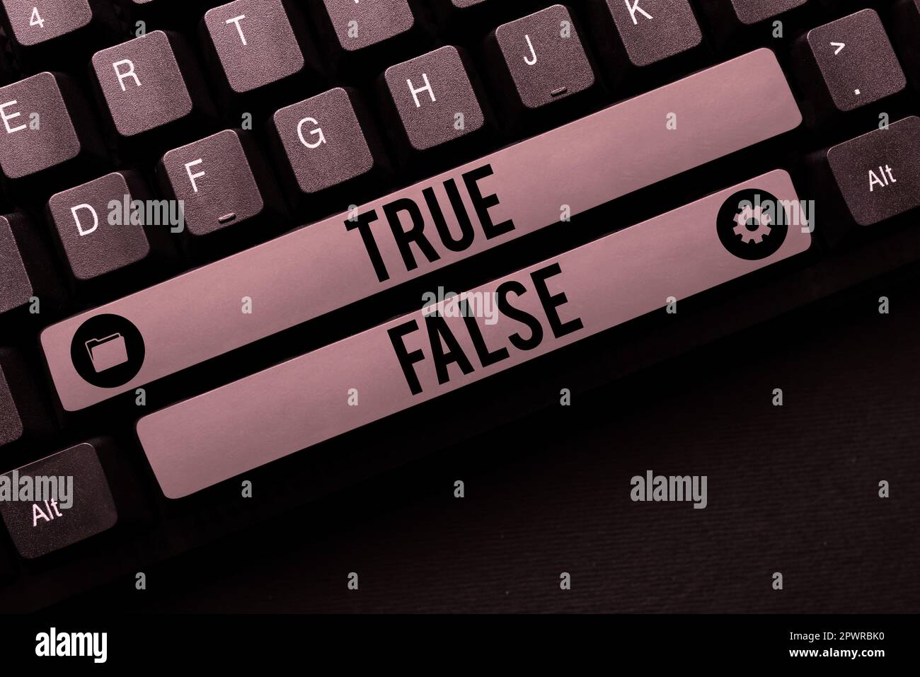 Text caption presenting True False, Business concept a test consisting ...