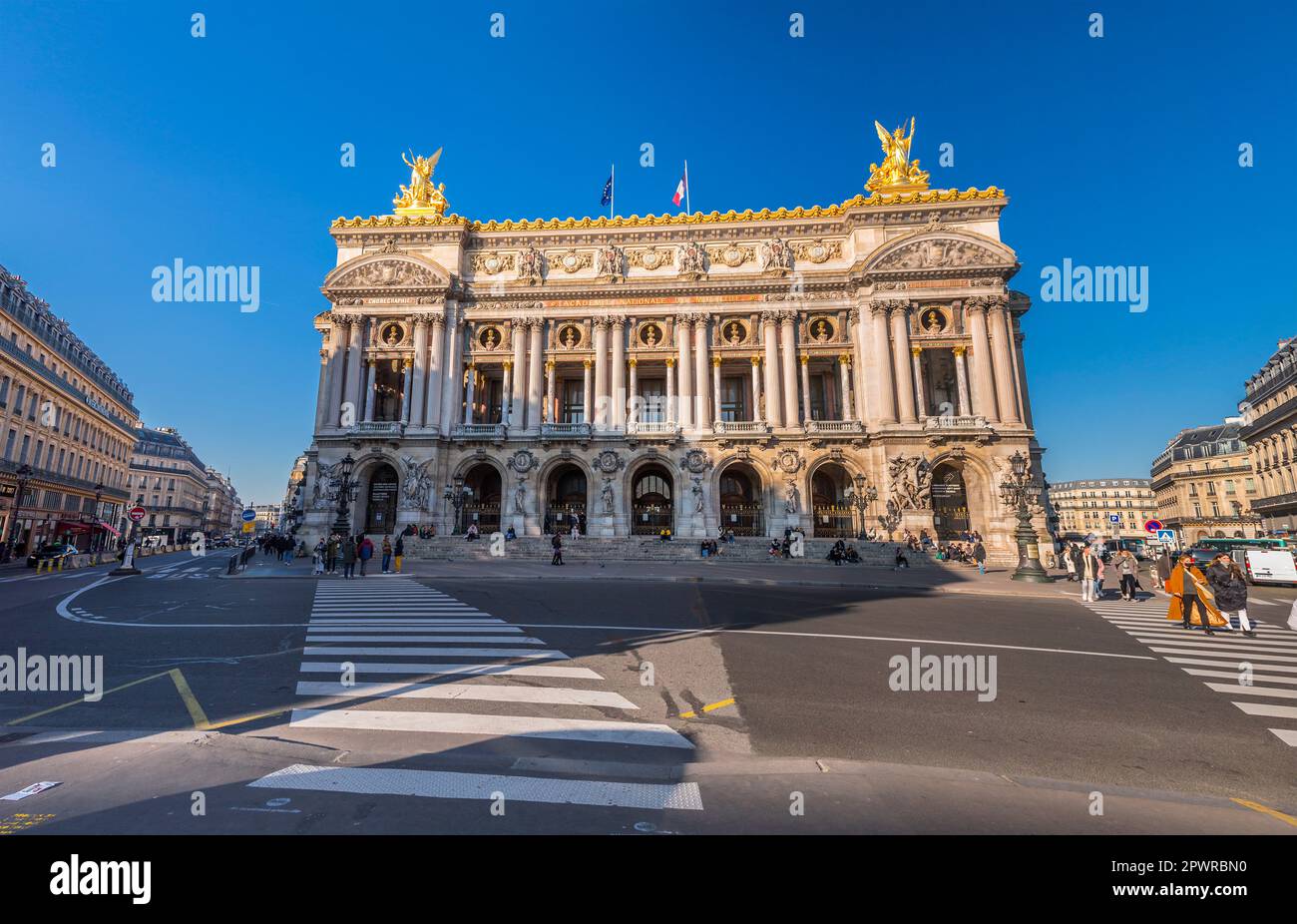 Paris, France - January 24, 2022: Front view of the famous Garnier ...