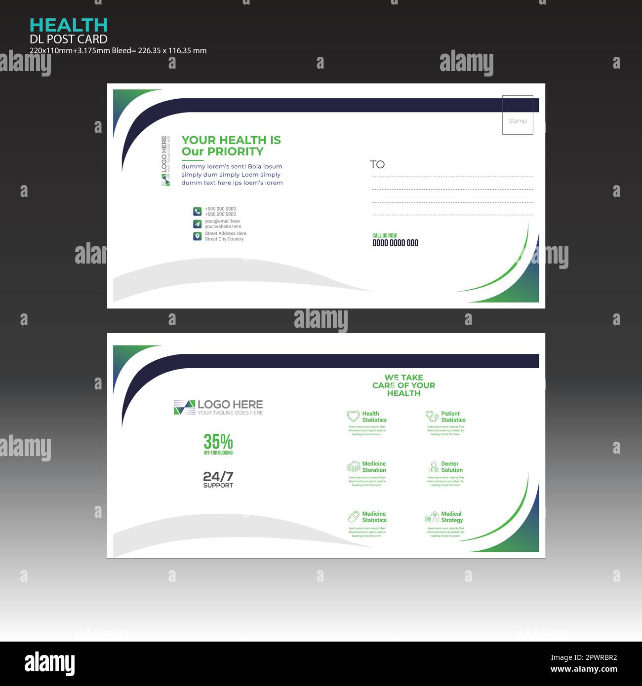 Vector health Postcard Design for invitation Stock Vector Image & Art ...