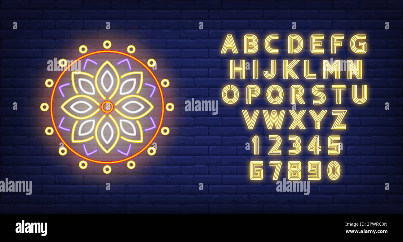 Circular mandala ornament neon sign Stock Vector Image & Art - Alamy