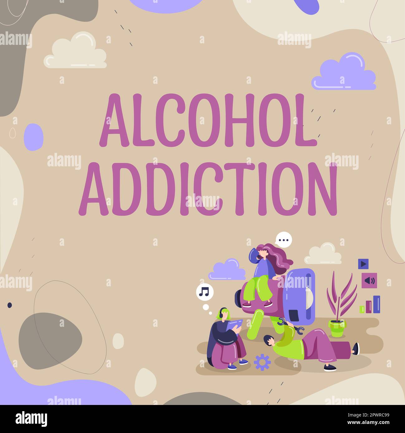 Conceptual caption Alcohol Addiction, Word for characterized by ...