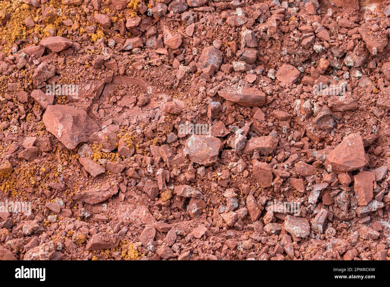 Red subsoil texture background. Dirt in nature. Red hard and compact ...