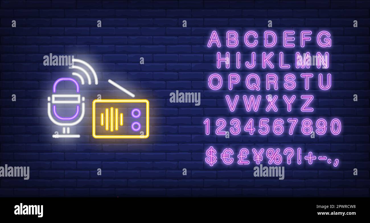 Microphone and radio receiver neon sign Stock Vector Image & Art - Alamy