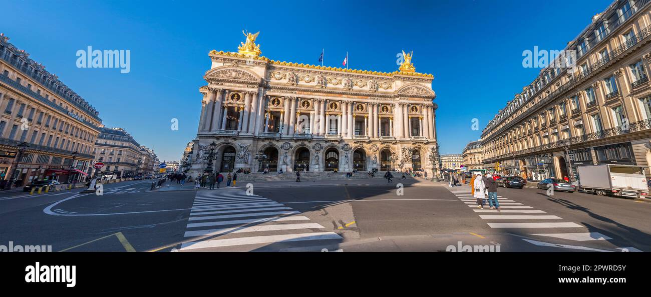 Paris, France - January 24, 2022: Front view of the famous Garnier ...