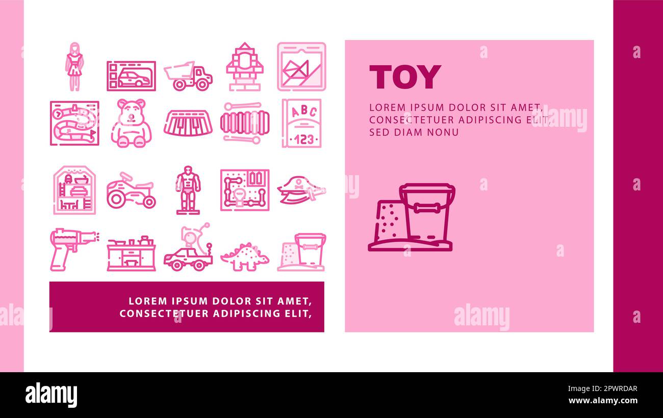 toy baby child kid landing web page header vector. play game, preschool ...