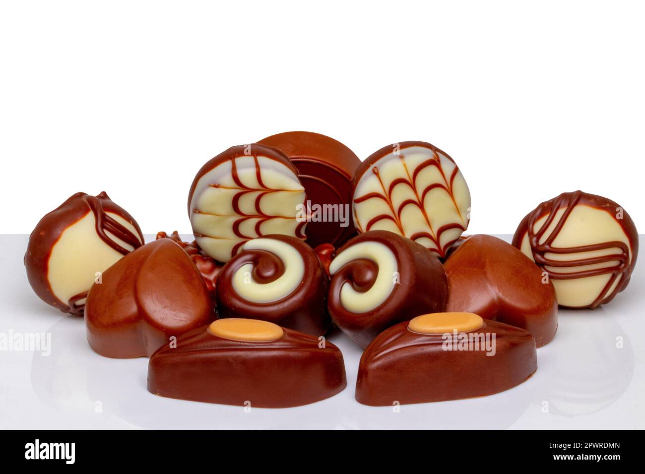 Chocolate candies collection. Beautifully assortment of various swizz ...