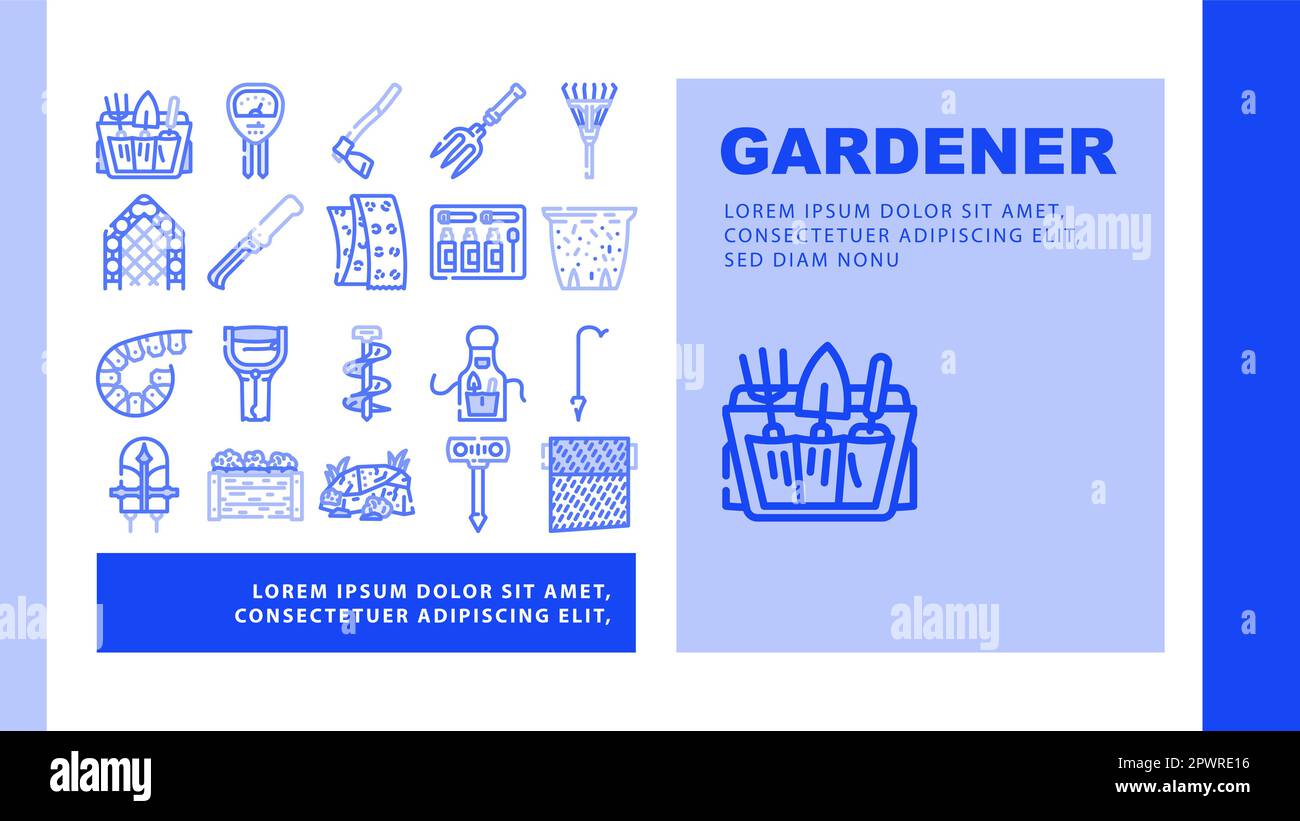 garden plant tree nature seed landing web page header vector. care ...