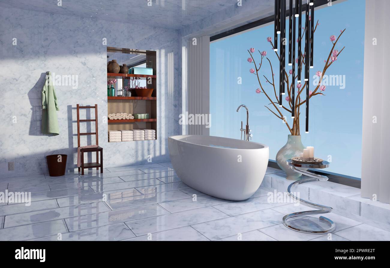 3D rendering of a luxury bathroom interior Stock Photo - Alamy
