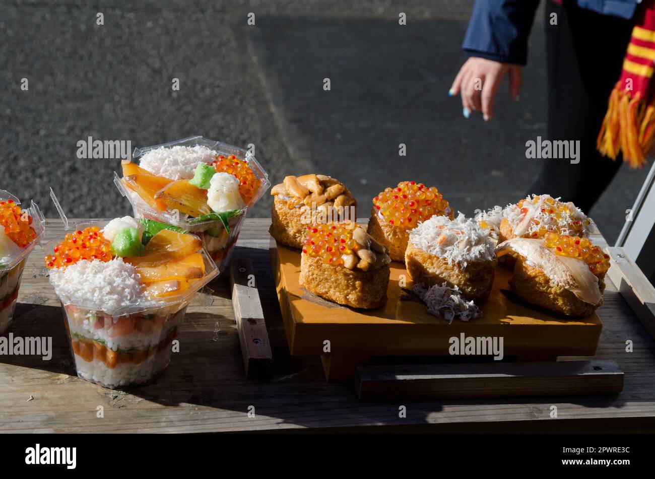 Japanese food sample in the Tsukiji Market. Tokyo. Honshu. Japan Stock ...