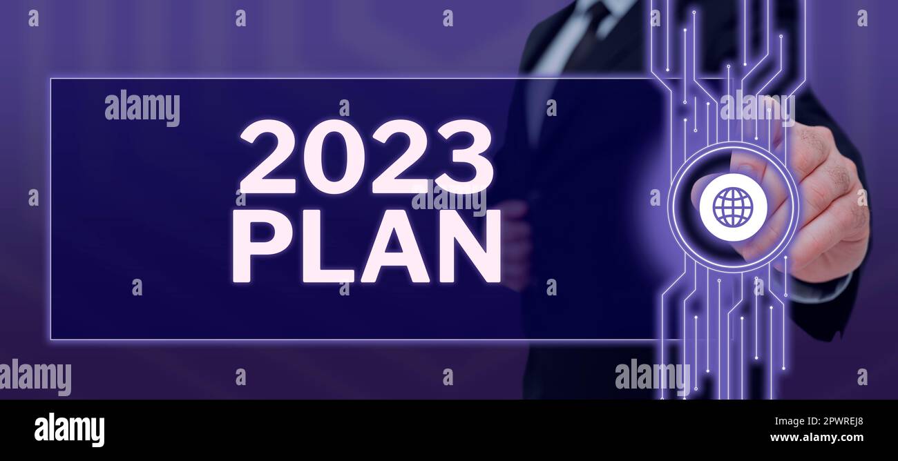 Text caption presenting 2023 Plan, Business concept setting up your ...