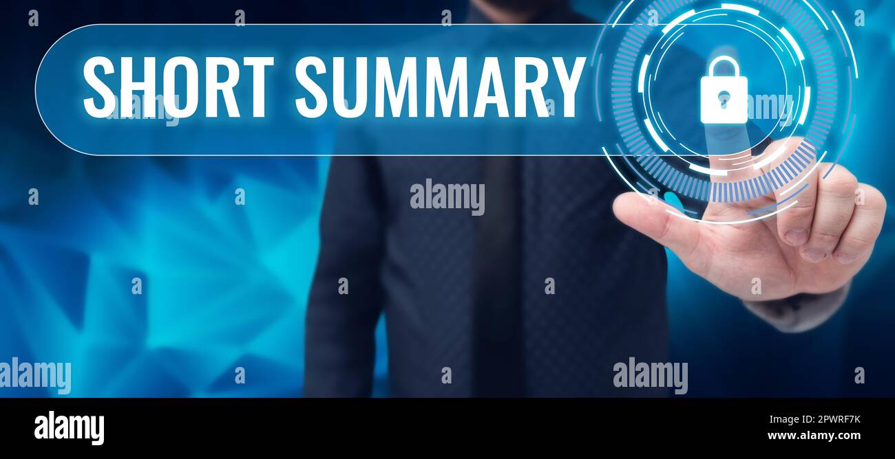 Sign displaying Short Summary, Internet Concept Brief statement of main ...