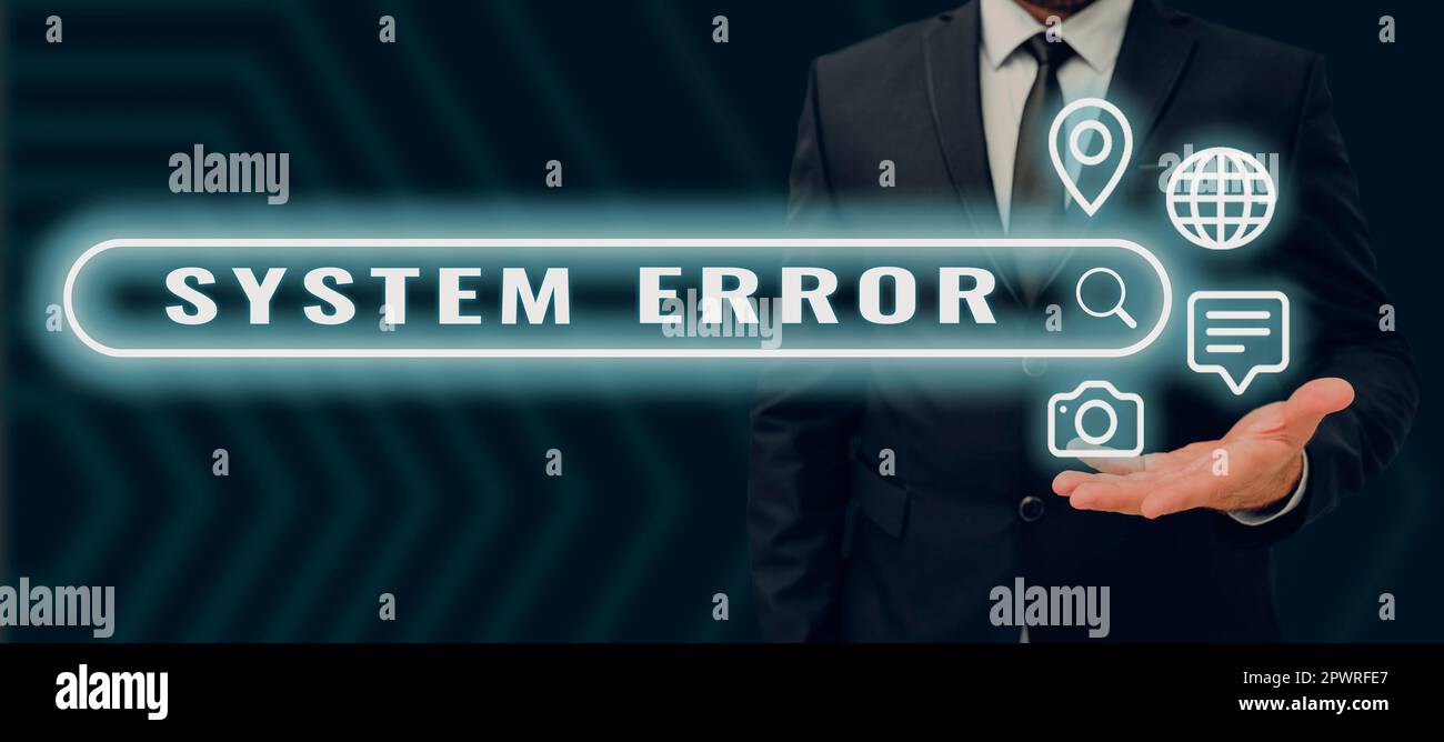 Hand writing sign System Error, Internet Concept Technological failure ...