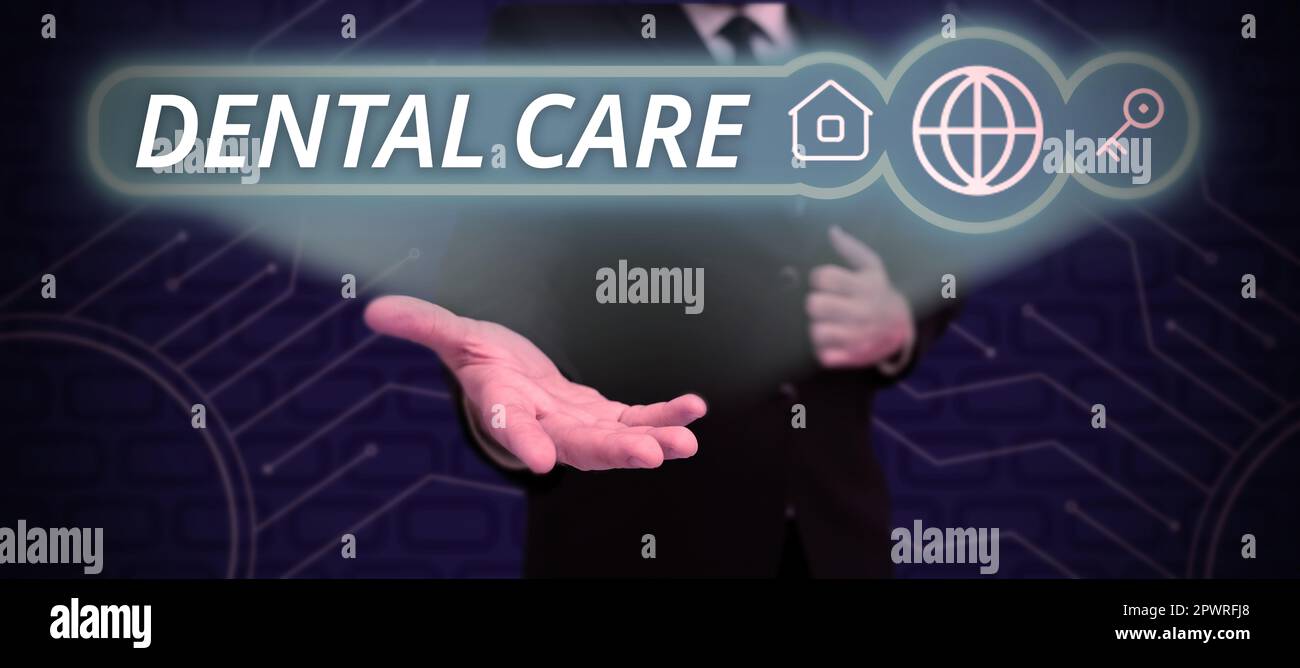 Writing displaying text Dental Care, Business showcase maintenance of ...
