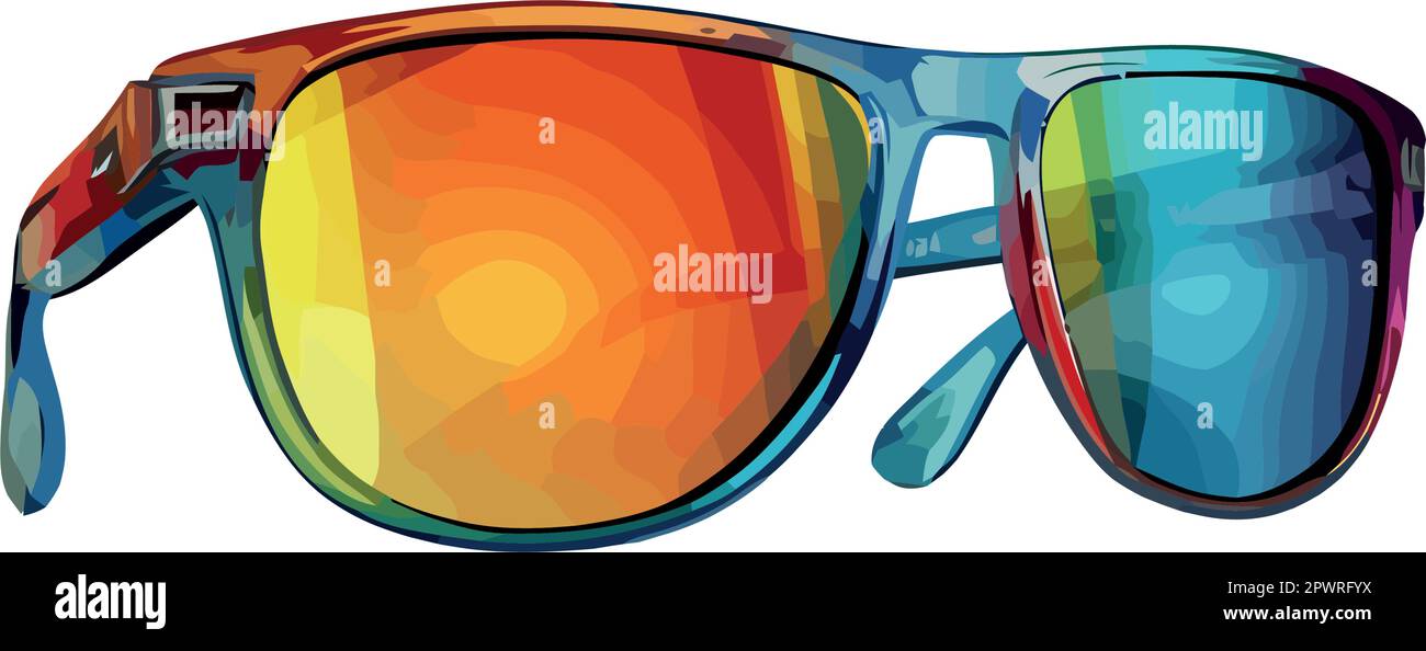 Fashionable glasses, shiny lenses, summer style Stock Vector Image ...