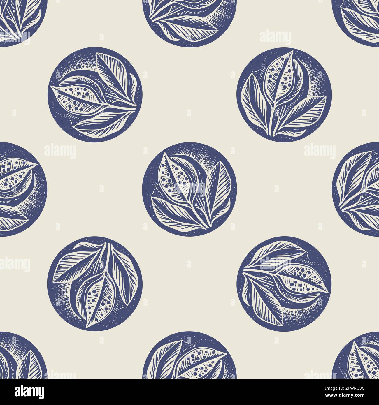 Masculine block print sprig stem vector pattern. Seamless sketchy herb ...
