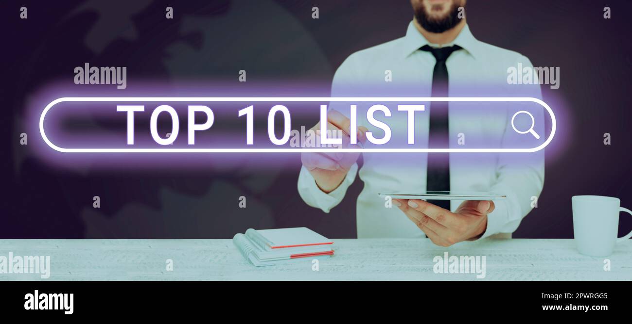 Conceptual display Top 10 List, Business concept the ten most important ...