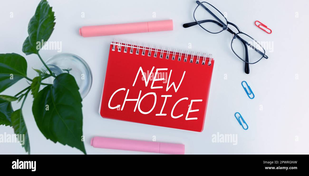 Text showing inspiration New Choice, Word Written on having lot of ...