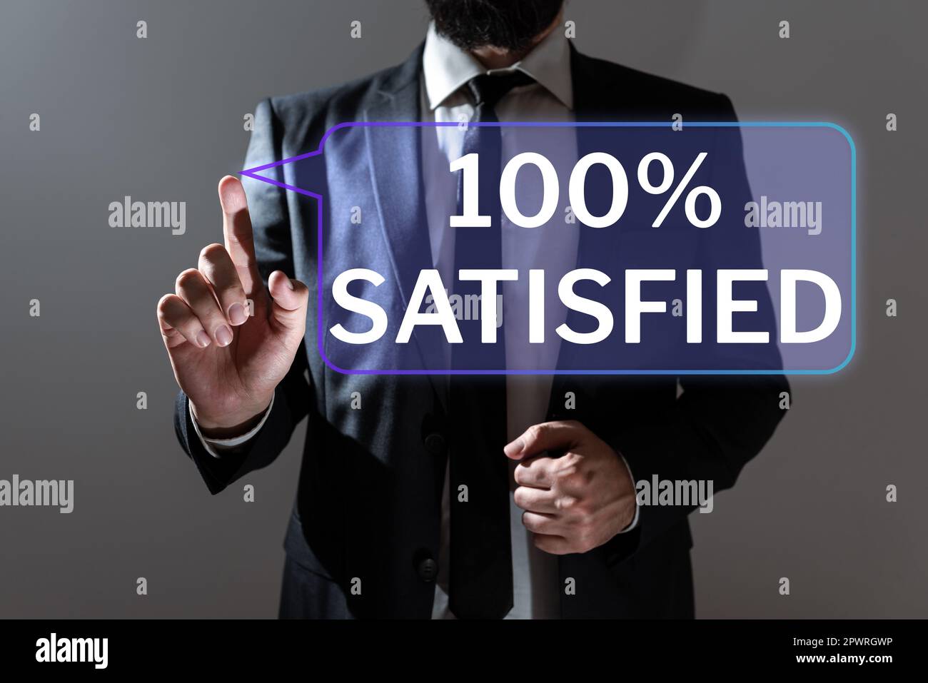 Sign displaying 100 Satisfied, Business idea Products and services surpass customer expectation ...