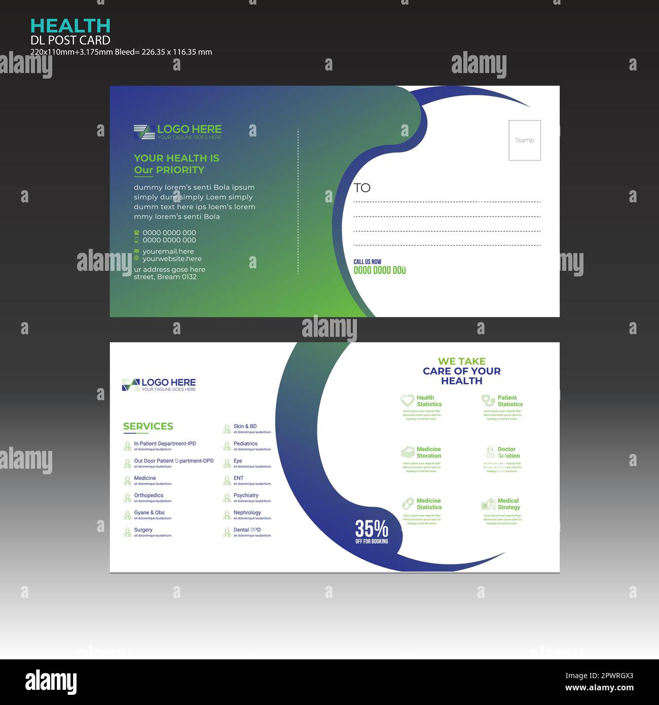 Vector health Postcard Design for invitation Stock Vector Image & Art ...