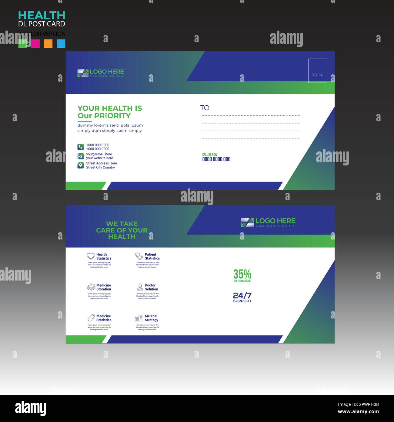 Vector health Postcard Design for invitation Stock Vector Image & Art ...