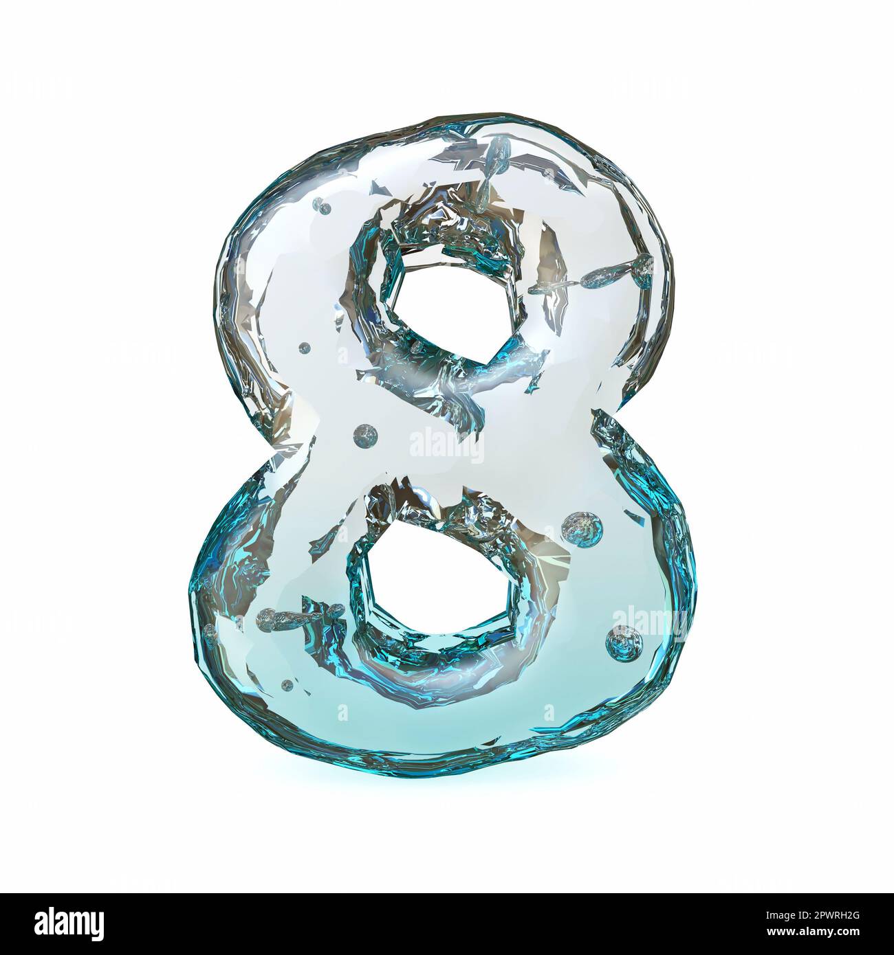 Blue ice font Number 8 EIGHT 3D rendering illustration isolated on ...