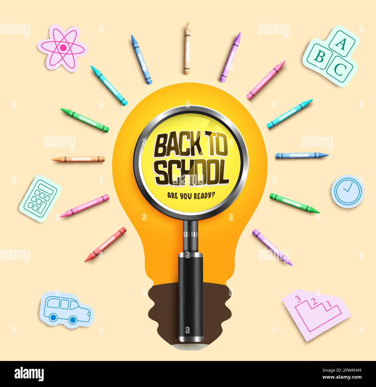 Back to school vector design. Back to school text in light bulb element ...