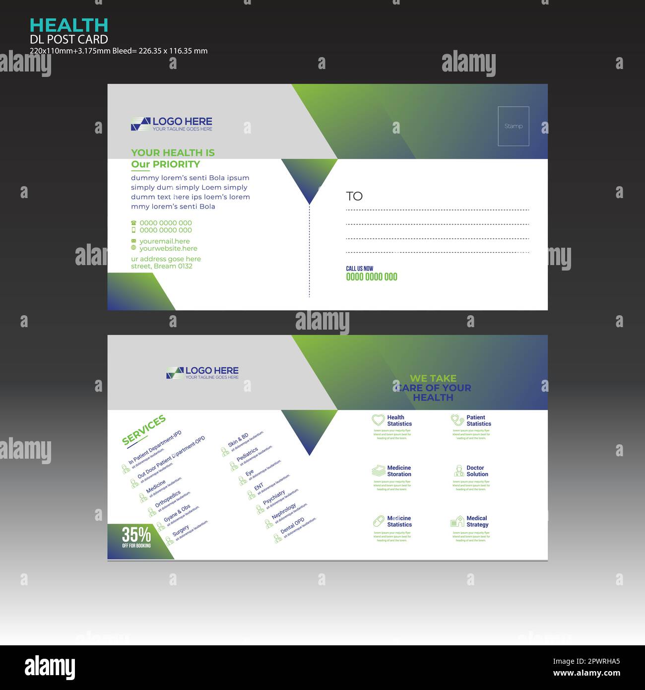 Vector health Postcard Design for invitation Stock Vector Image & Art ...