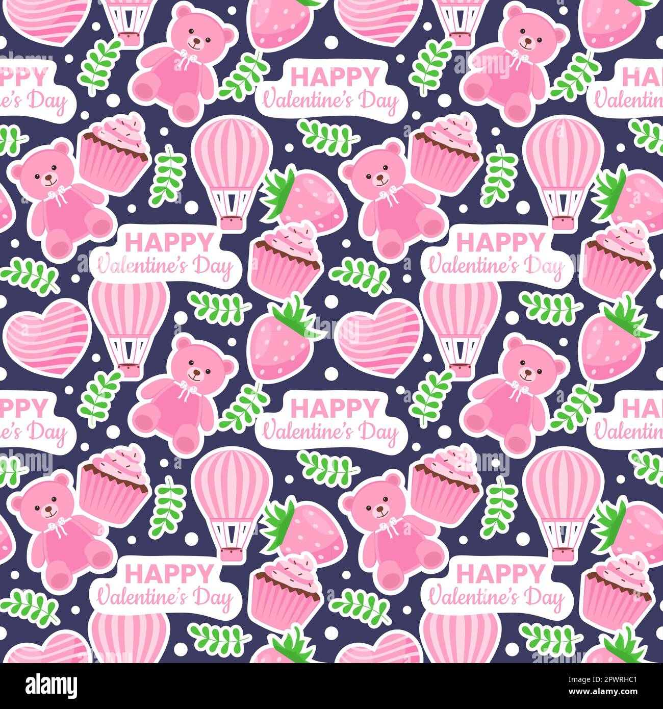 Happy Valentines Day Seamless Pattern Design Love Greeting Card ...