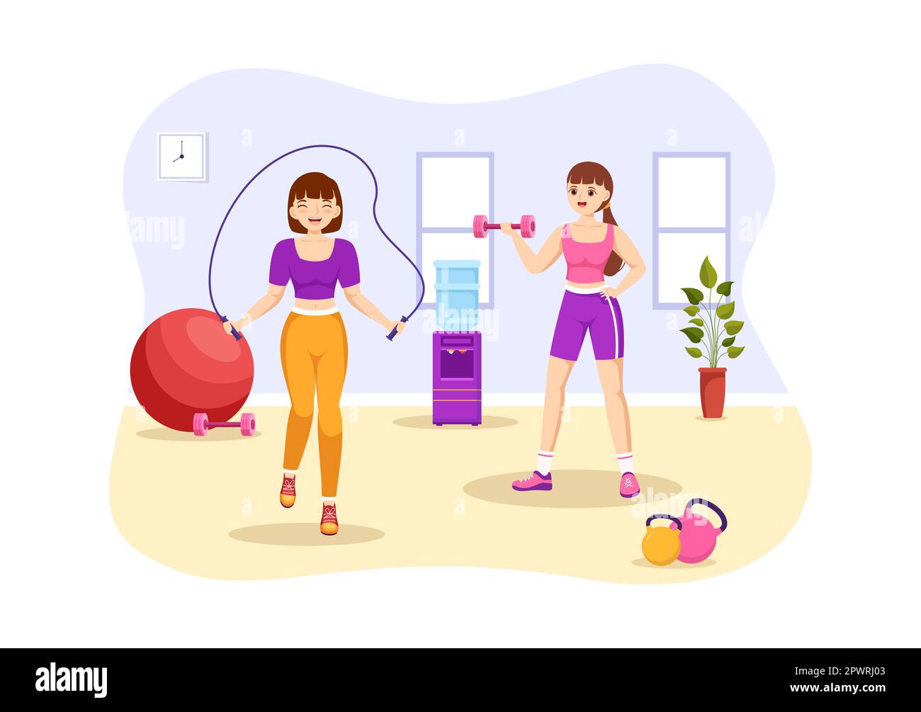 Jump Rope Illustration with People Playing Skipping Wear Sportswear in ...