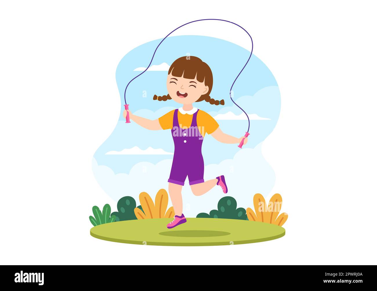 Jump Rope Illustration with Kids Playing Skipping Wear Sportswear in ...
