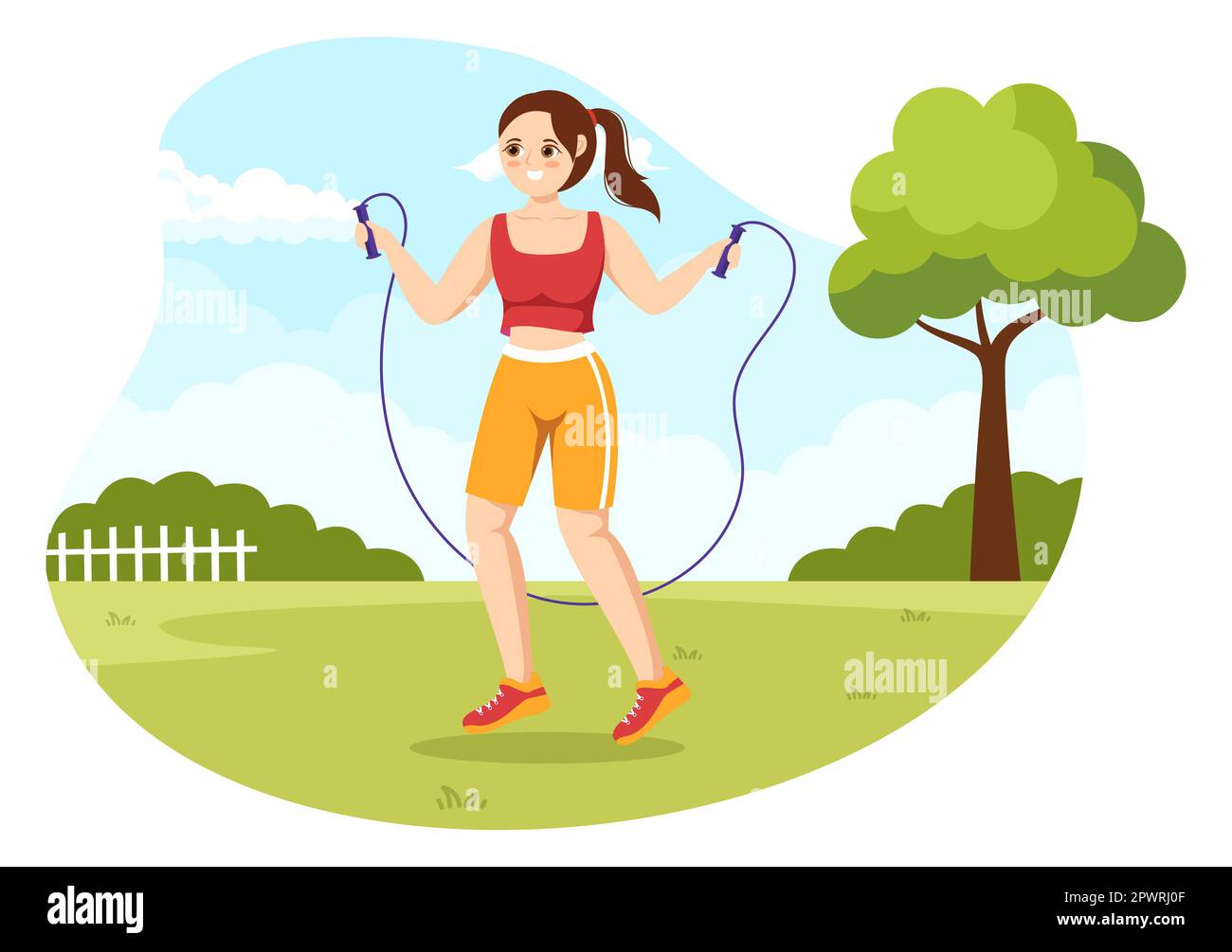 Jump Rope Illustration with People Playing Skipping Wear Sportswear in ...