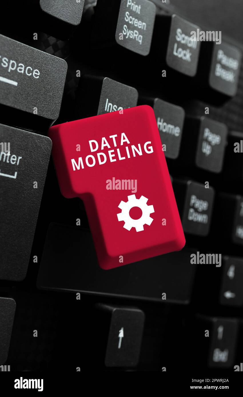 Conceptual caption Data Modeling, Business showcase process of transferring data between data ...