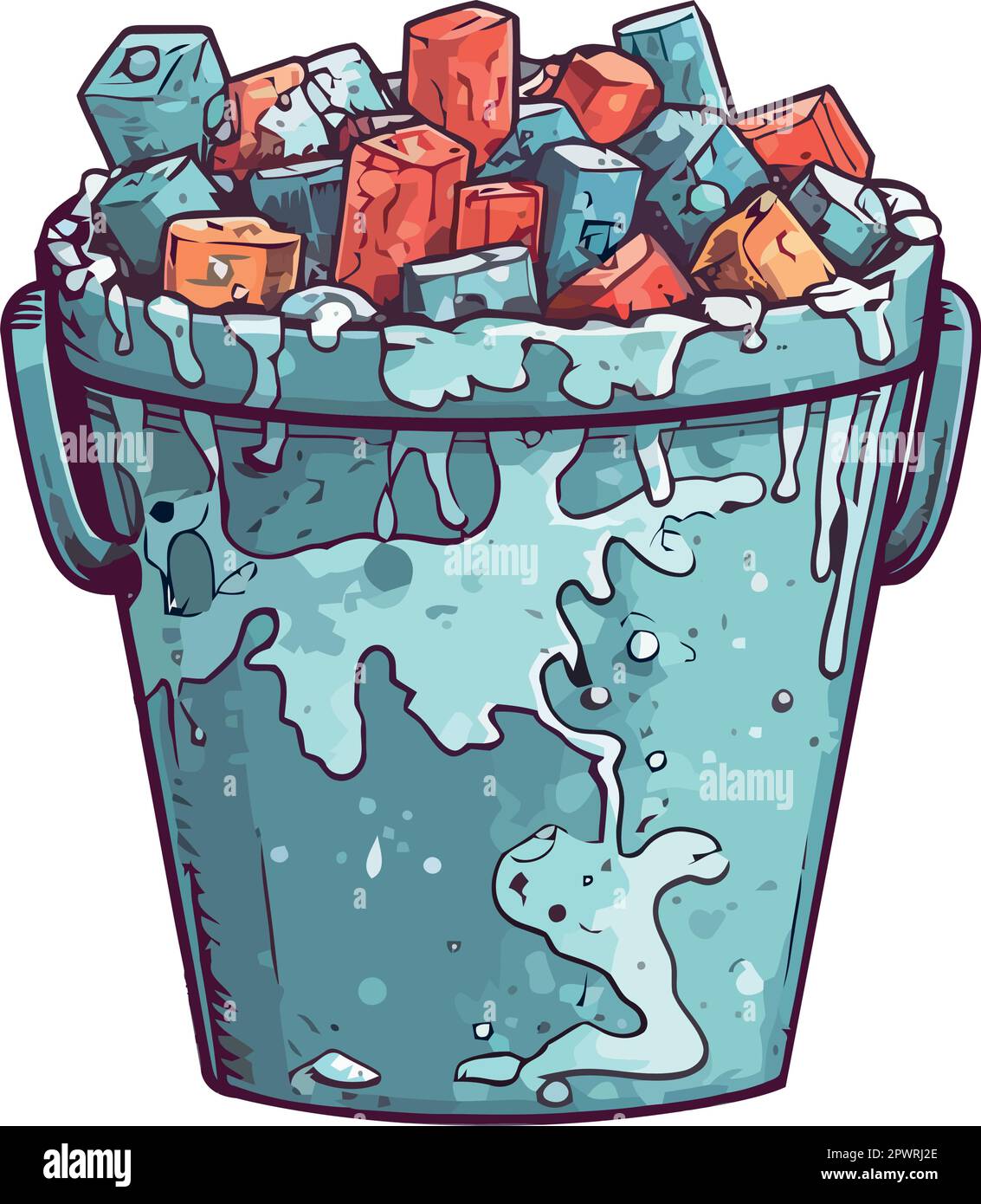 Hand drawn vector illustration of a bucket and ice Stock Vector Image ...