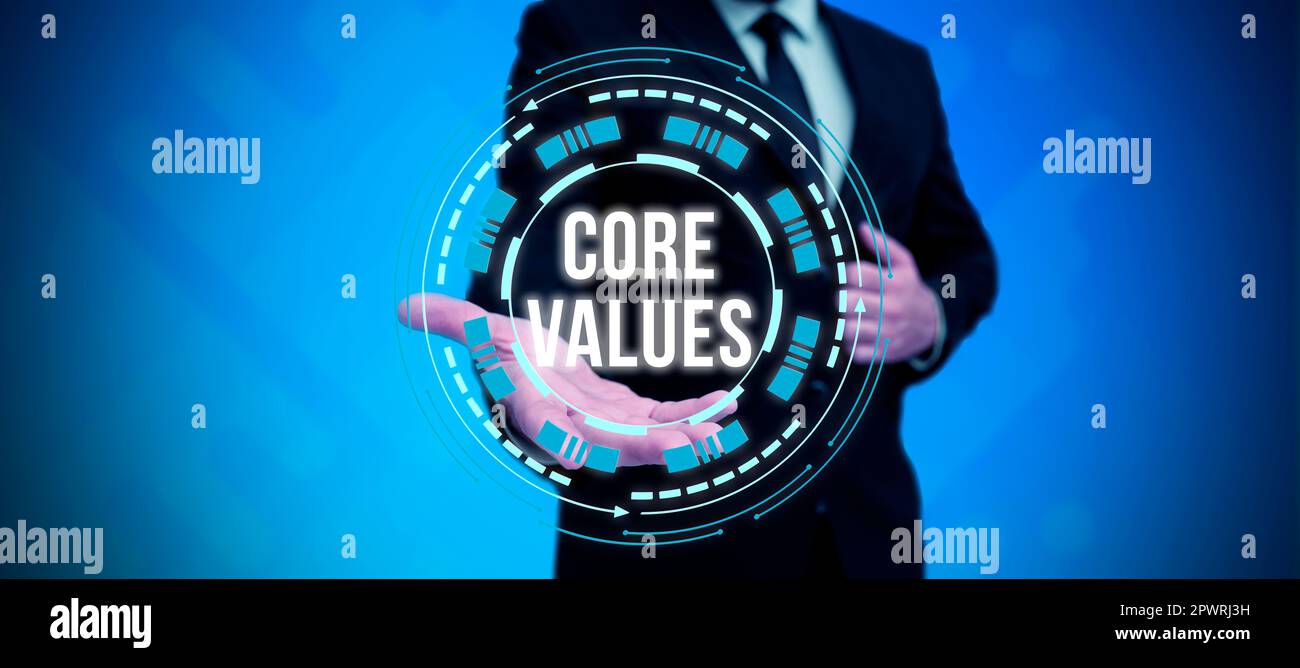 Inspiration showing sign Core Values, Conceptual photo belief person or ...
