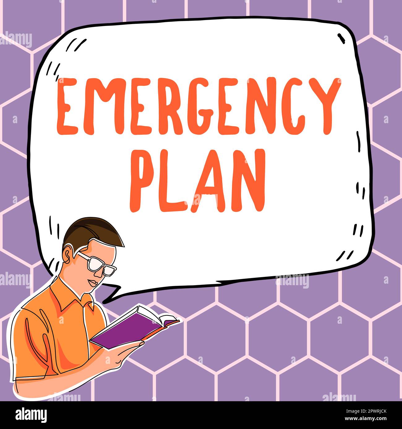 Text caption presenting Emergency Plan, Word for Procedures for ...