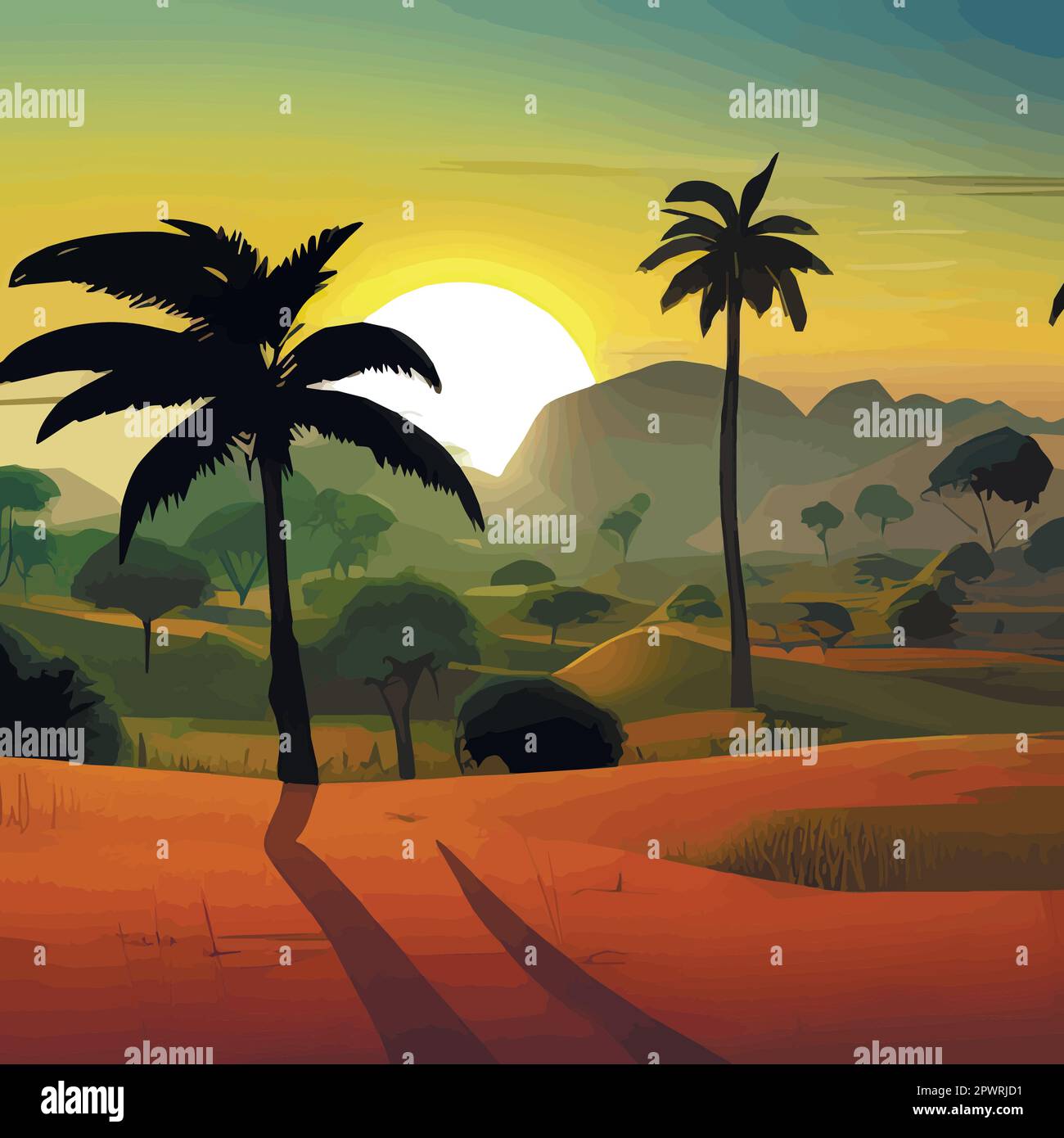 Savanna landscape in namibia Stock Vector Images - Alamy