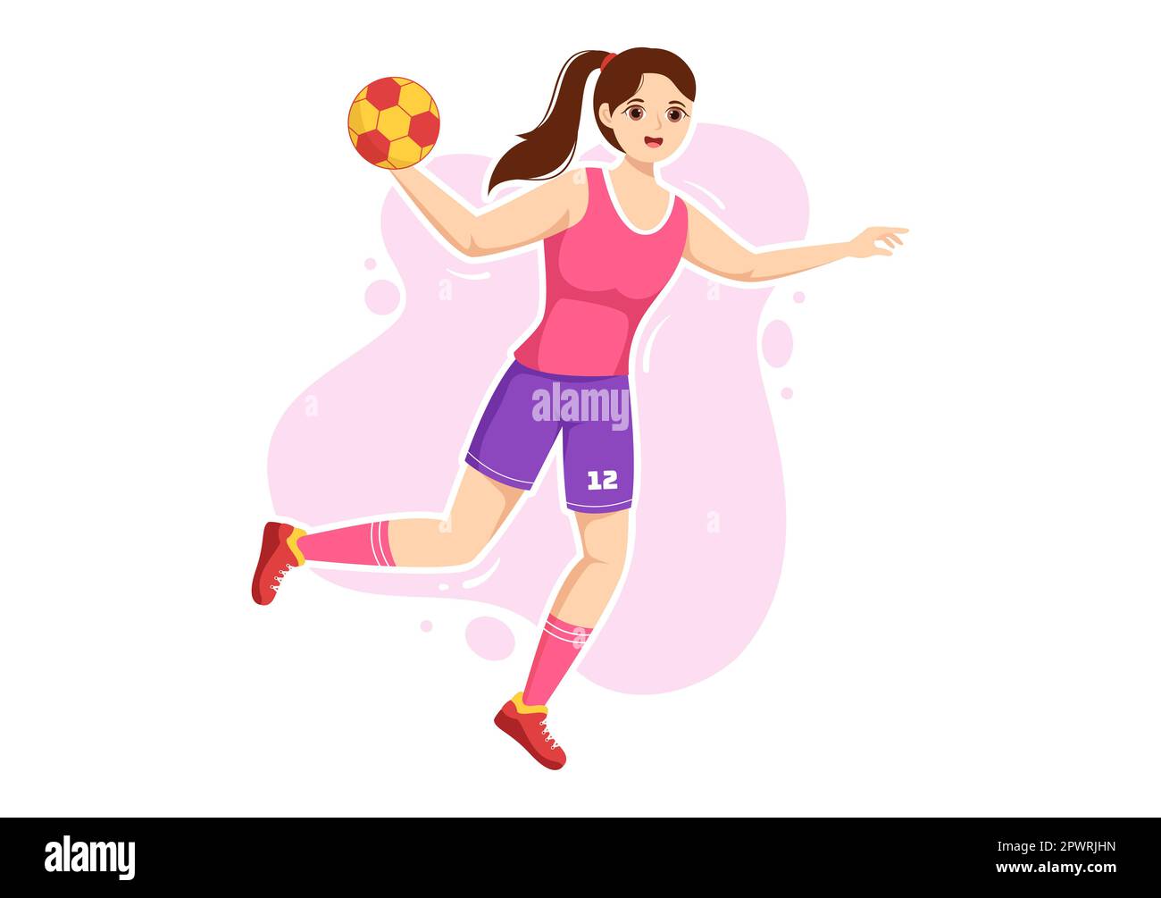 Handball Illustration of a Player Touching the Ball with His Hand and ...